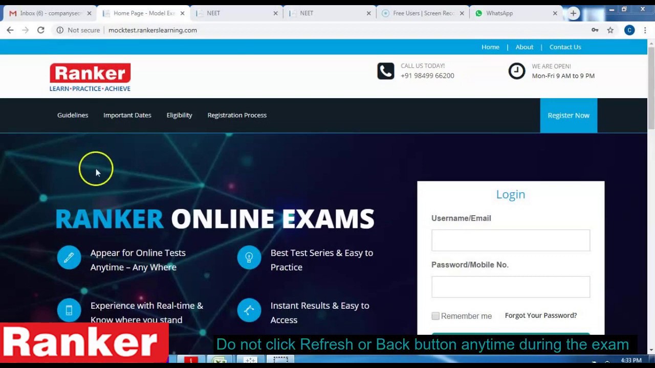 Rankers Learning Mock Test Login Tutorial - YouTube