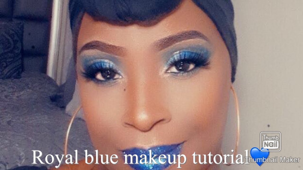 Royal blue makeup tutorial - YouTube