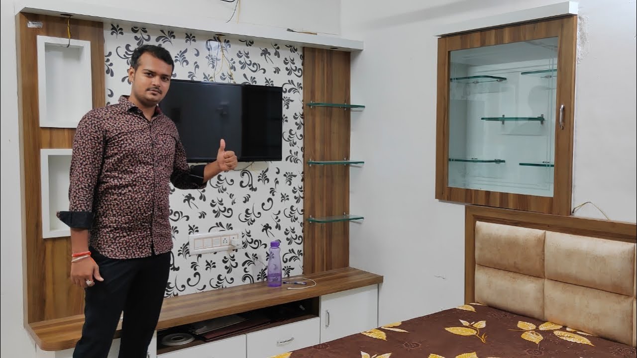 Latest wardrobe design with Full room setup//unique T.v design - YouTube
