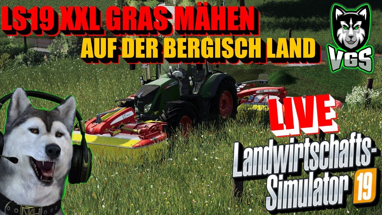 LS19 Gras mähen Vorbereitung für ein XXL Häckseln auf der Bergisch Land ...
