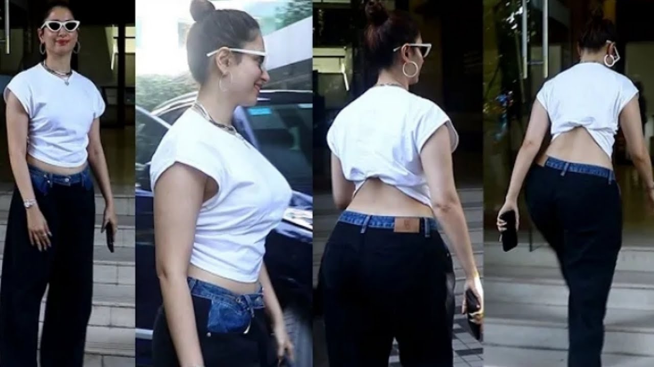 Tamanna Bhatia Huge Back Top Jeans Outfit Look | Mumbai Celeb - YouTube