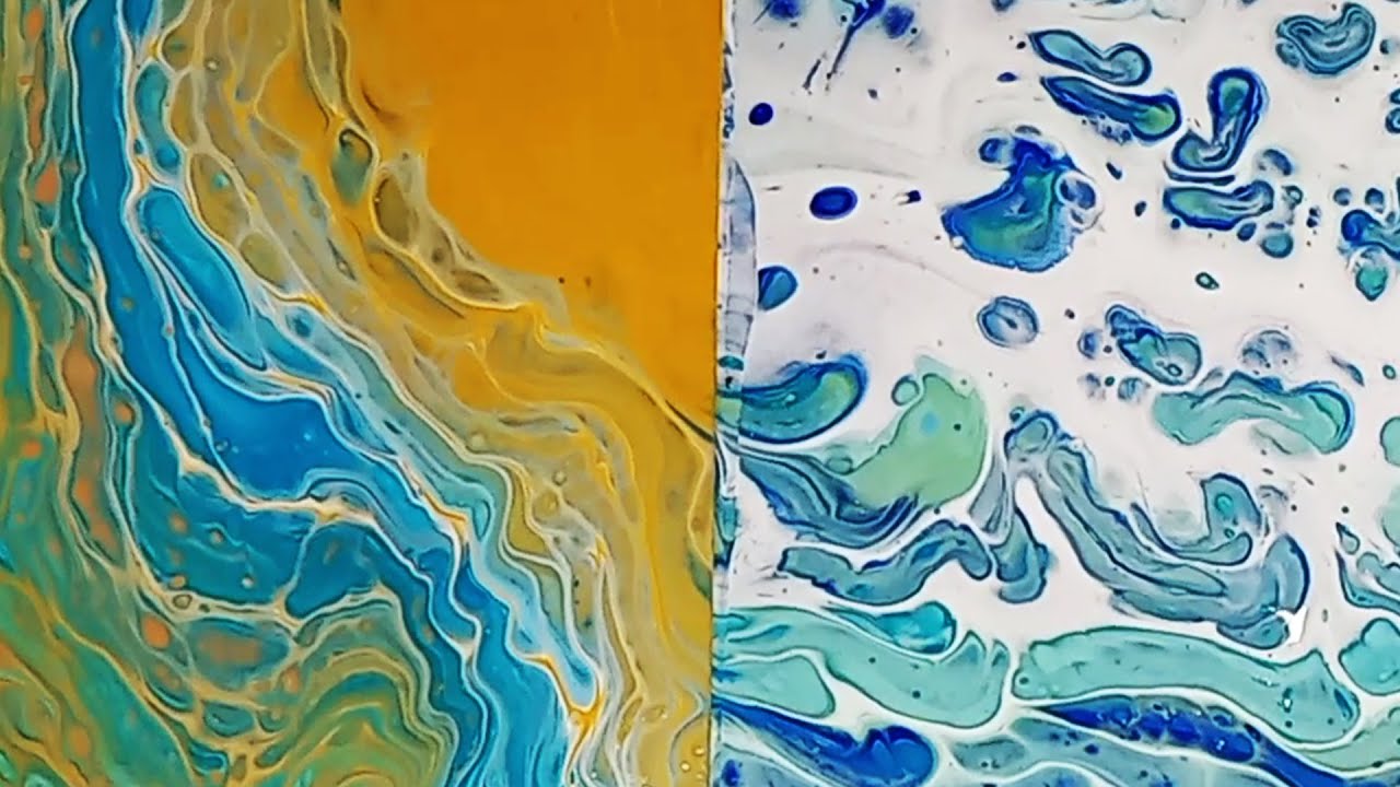 My First Acrylic Pour - 2 Acrylic Pours on Paper Using the Swipe Method ...