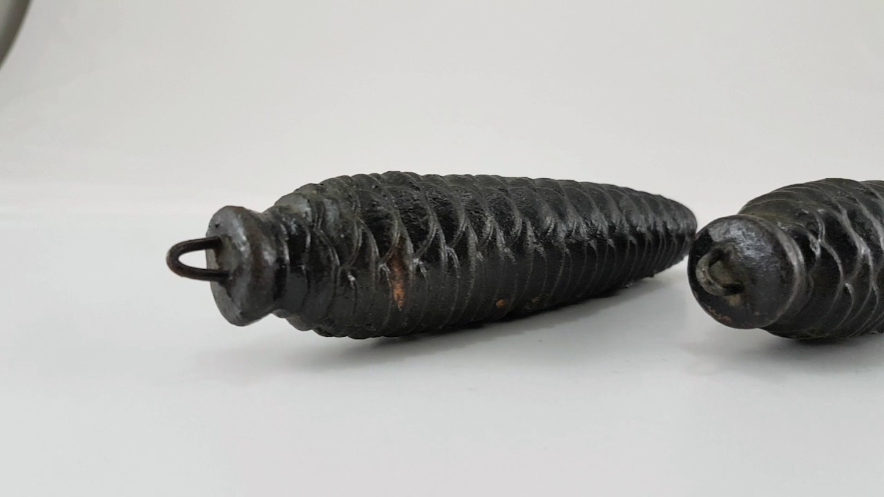 Cast iron cuckoo clock acorn weights - YouTube