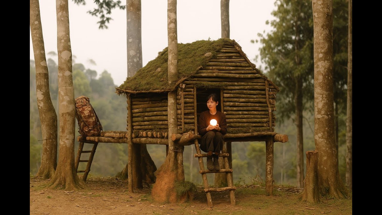 Deep in the Forest, I Built a Cozy Shelter and Spent the Night There ...