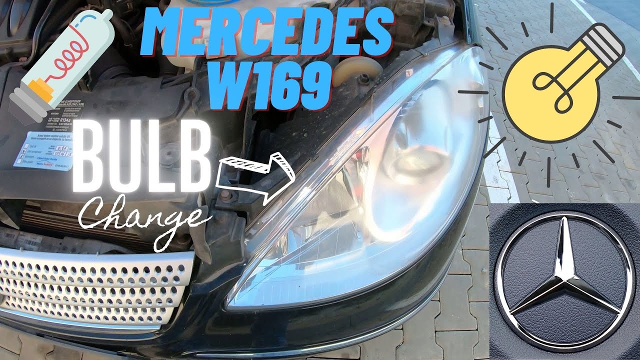 Mercedes A class W169 Change the headlight bulb ,Scheinwerferbirne ,frontlys pære ,koplamp lamp ...