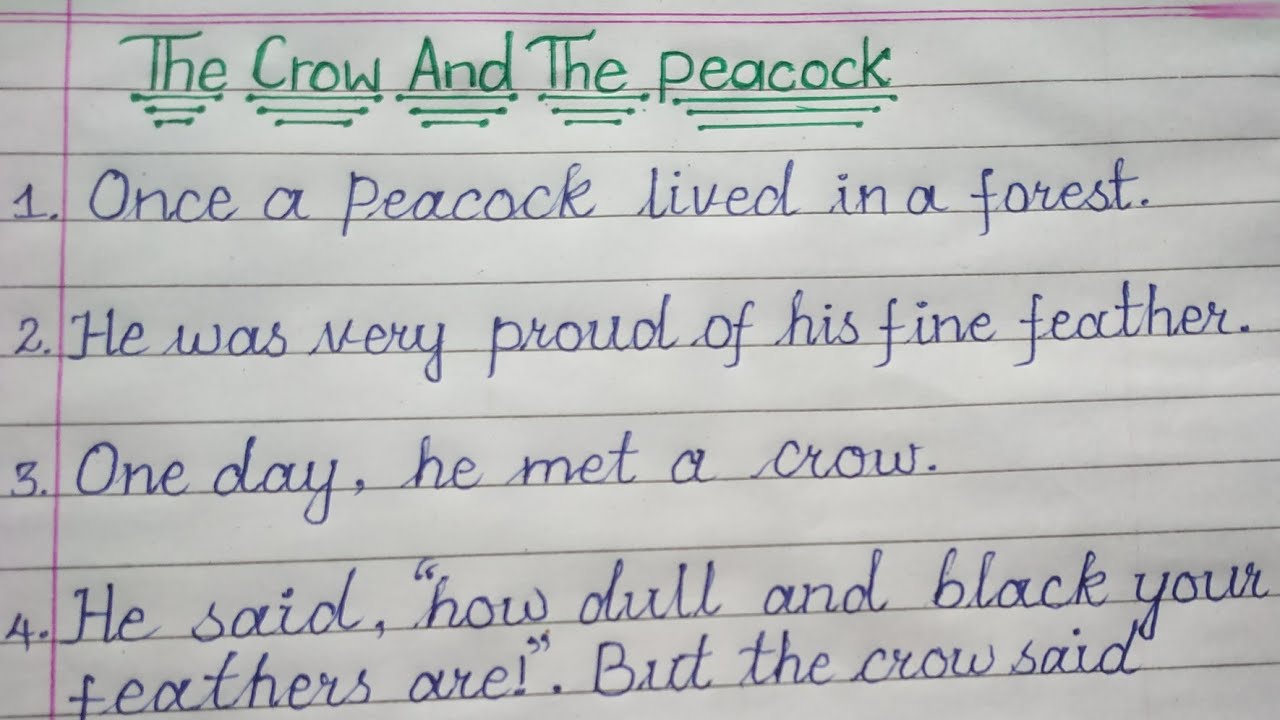 The Crow And The Peacock Story Writing| 10 Lines On The Crow And The ...