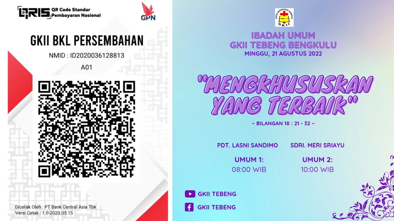 IBADAH UMUM GKII TEBENG BENGKULU - MINGGU, 28 AGUSTUS 2022 - YouTube