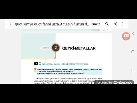 9-cu sinif kimya.qeyri metalların ümumi xarakterikası.