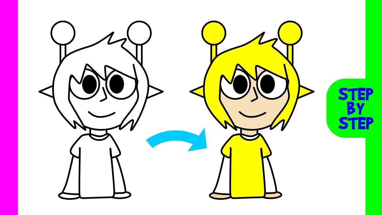 How to draw a Simon Human of Sprunki easy - YouTube