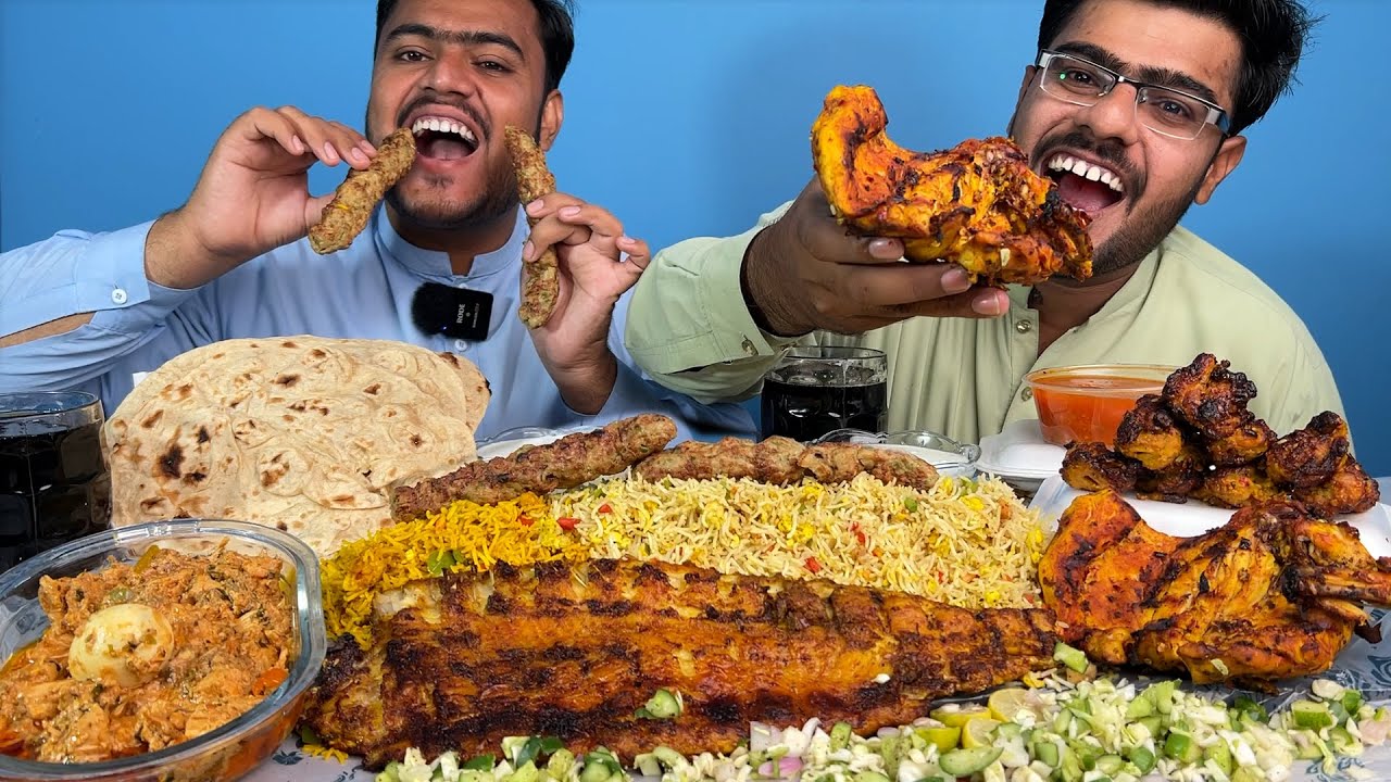 Eating Grilled Fish, BBQ's, Handi with Fried Rice | Mukbang Asmr - YouTube