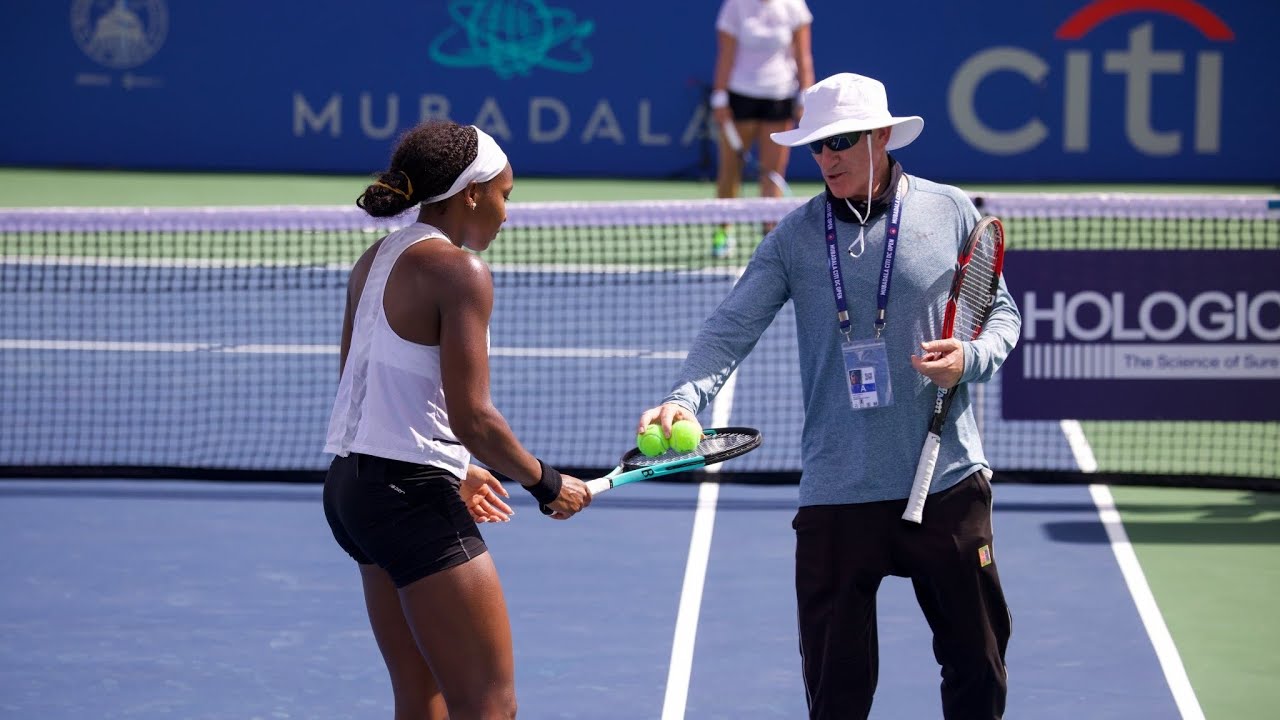 Champion Coco Gauff & Bernarda Pera Court level practice 🎾 ft. Chris ...