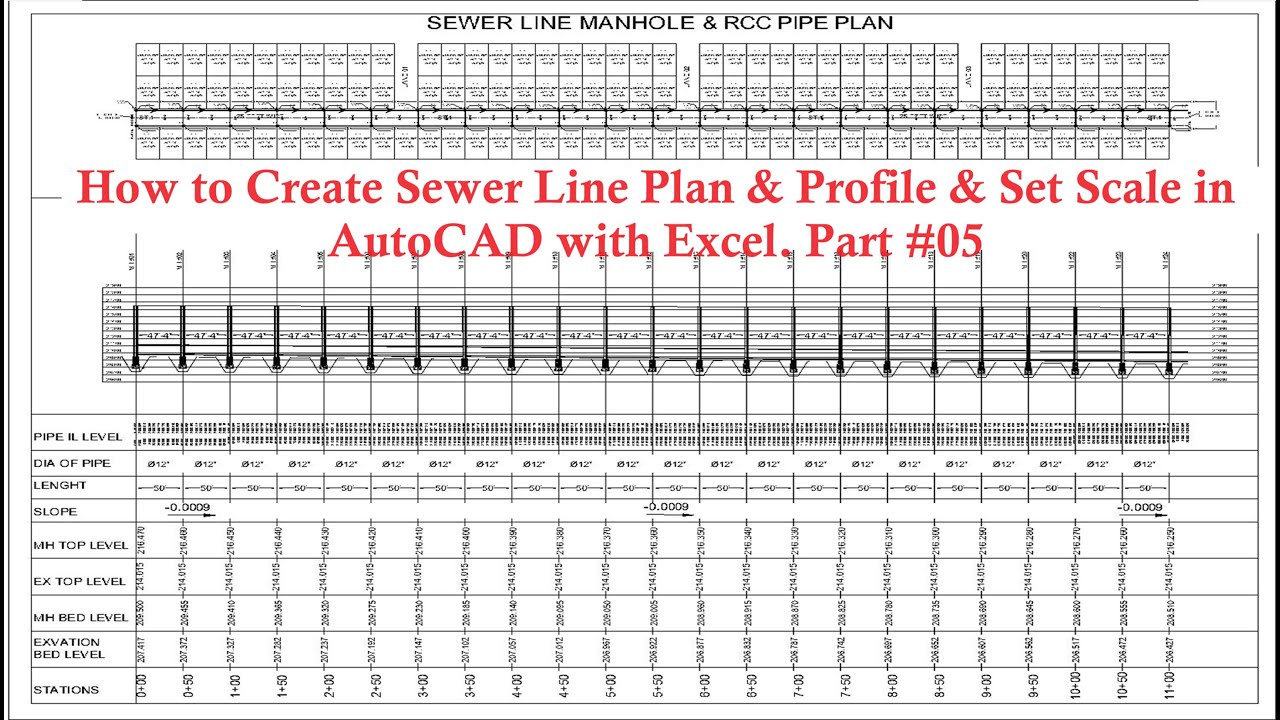 How to Create Sewer Line Plan & Profile & Set Scale in AutoCAD with ...