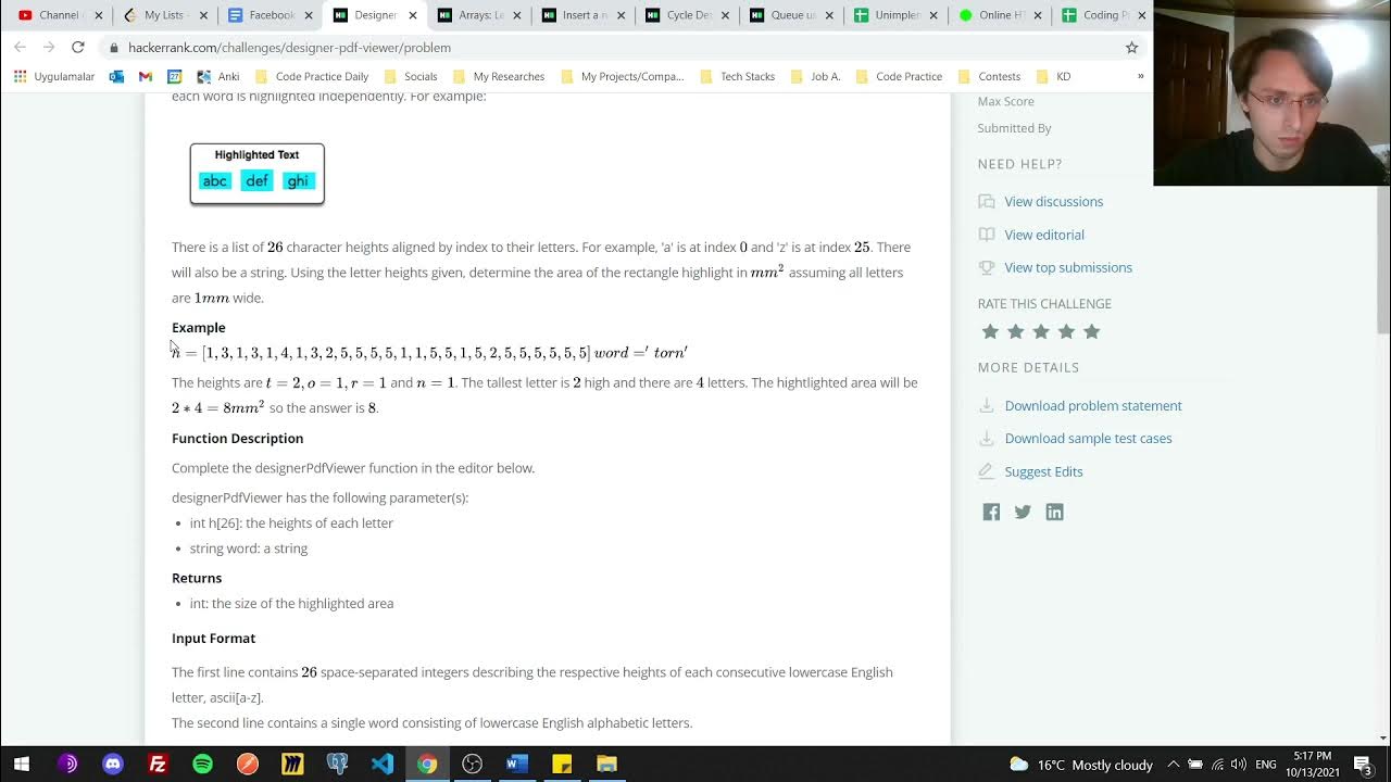 HackerRank - Easy - Designer PDF Viewer - YouTube
