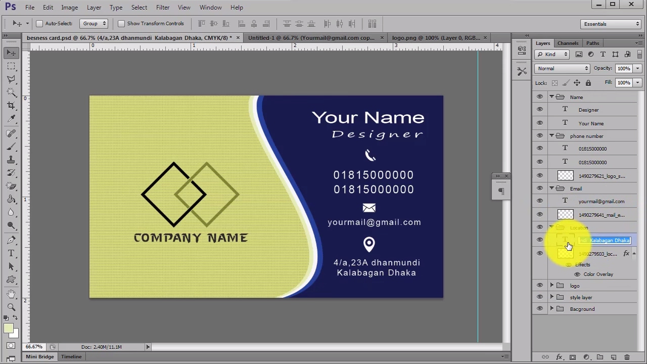 How to make a professional looking Business card | Photoshop Tutorial ...