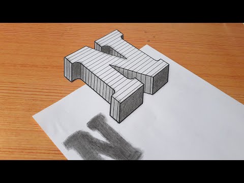 How To Draw 3d Letter N Floating On Paper / Trick Art Drawing For Beginners Easy Capital Alphabet