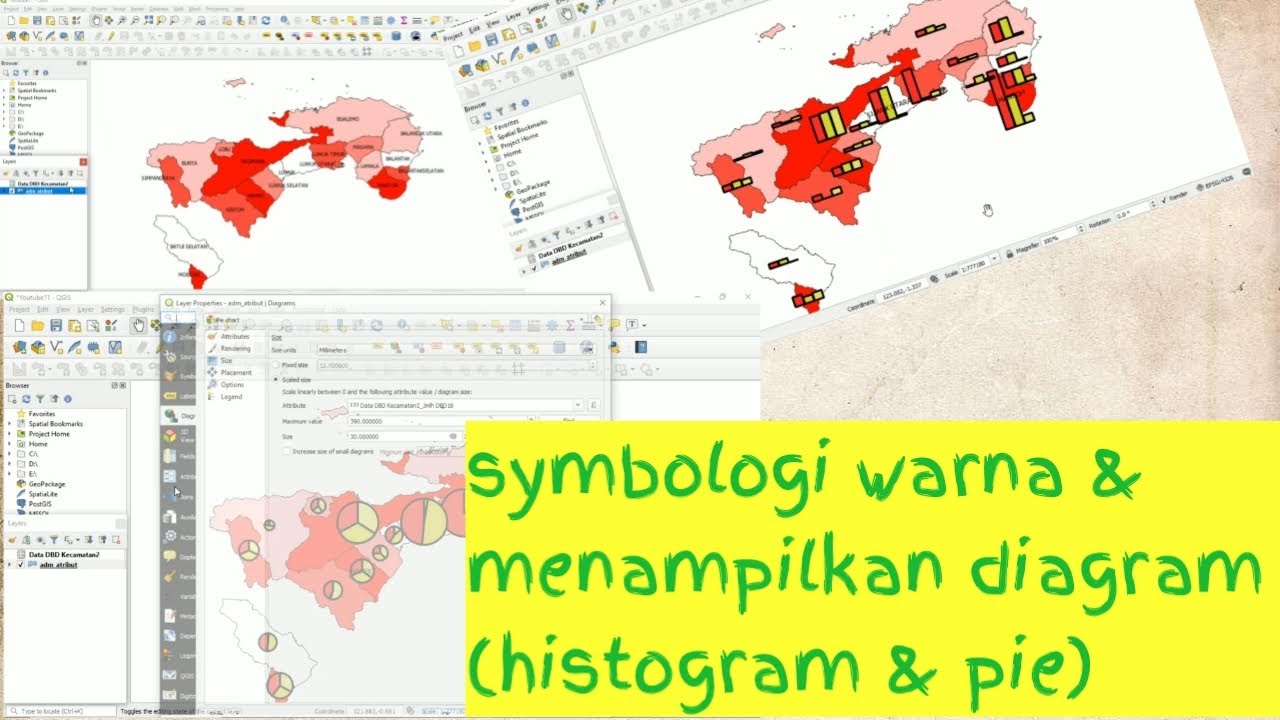 (TUTORIAL QGIS) Simbologi Warna dan Diagram ( Histogram & Pie) - YouTube