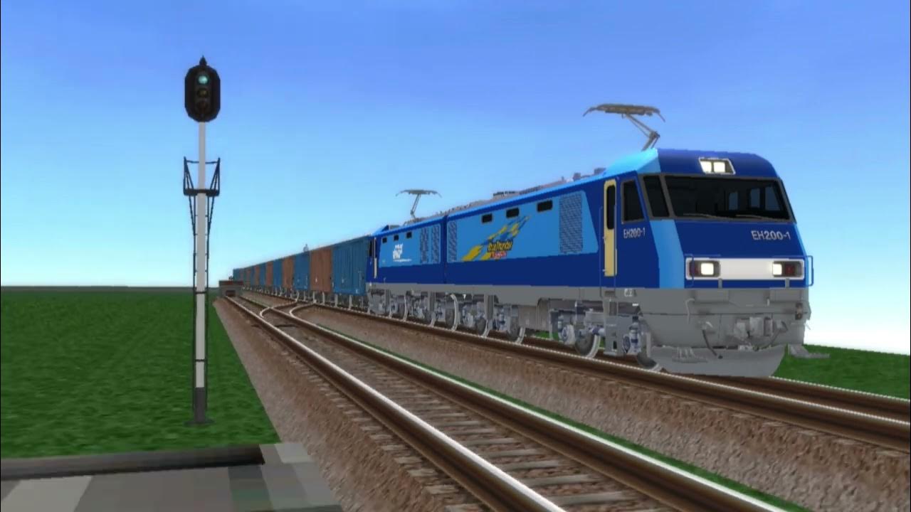 VRM5版単線自動閉塞区間4駅昼走行EH200牽引ワキ80000 - YouTube