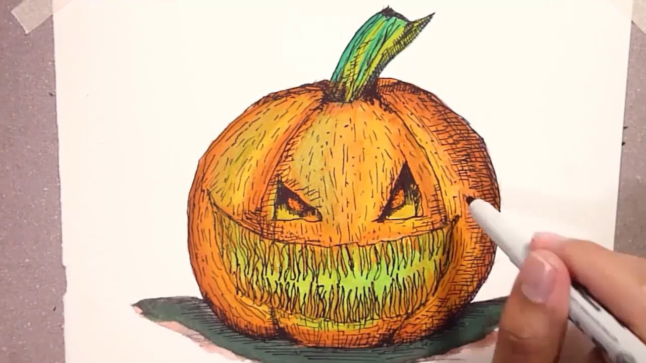 Como Dibujar una Calabaza de Halloween Paso a Paso - YouTube