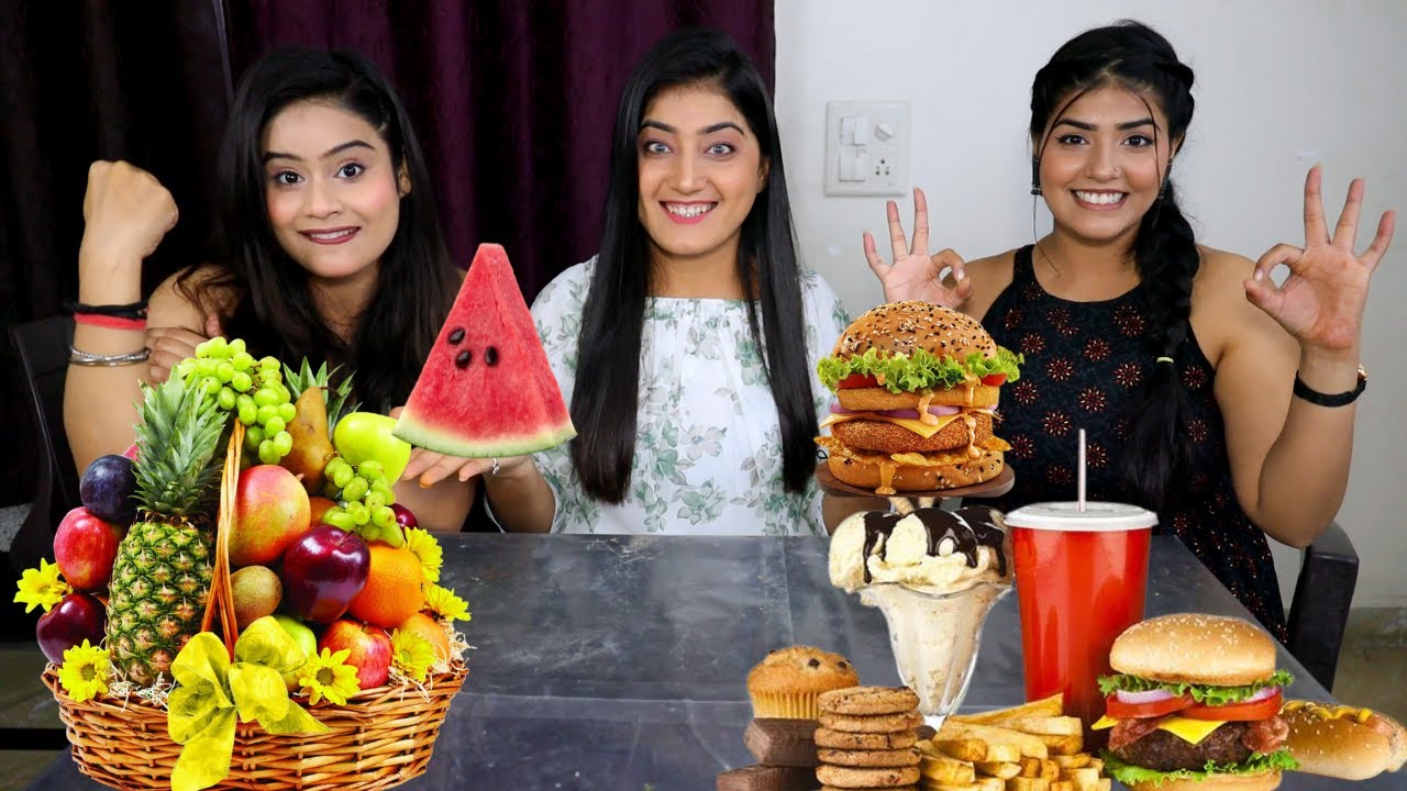 JUNK FOOD Vs HEALTHY FOOD CHALLENGE || Funny Challenge with ...