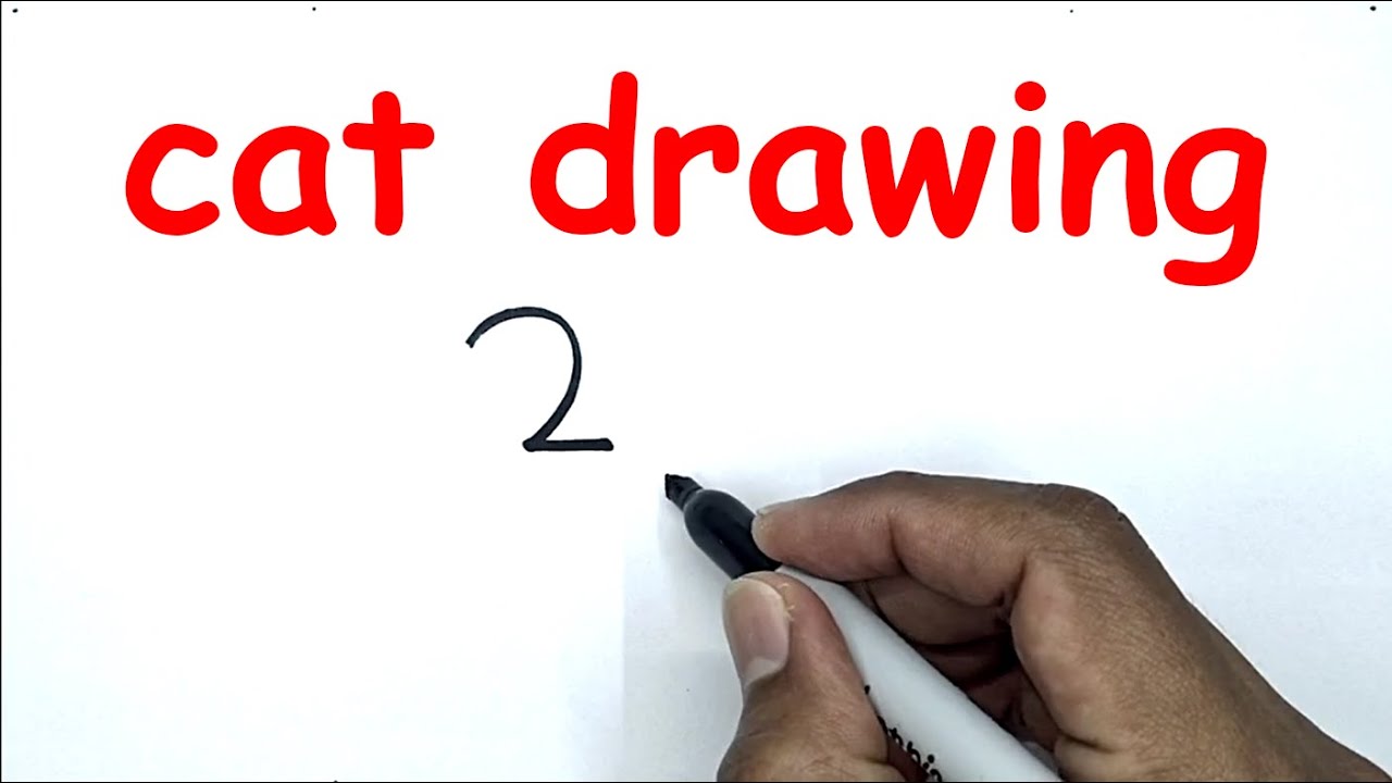 How To Draw A Cat Easy With Number 2 | Drawing Using Number - YouTube