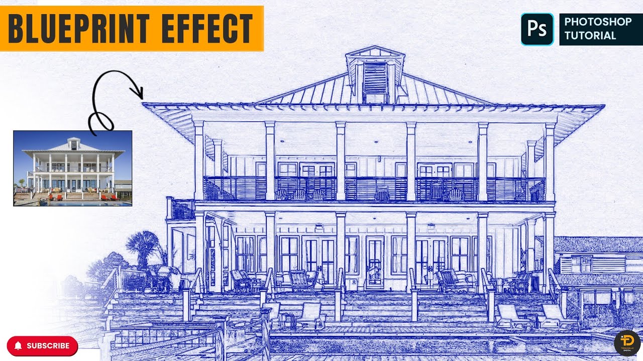 How To Create a Blueprint Effect In Adobe Photoshop (2025) - YouTube