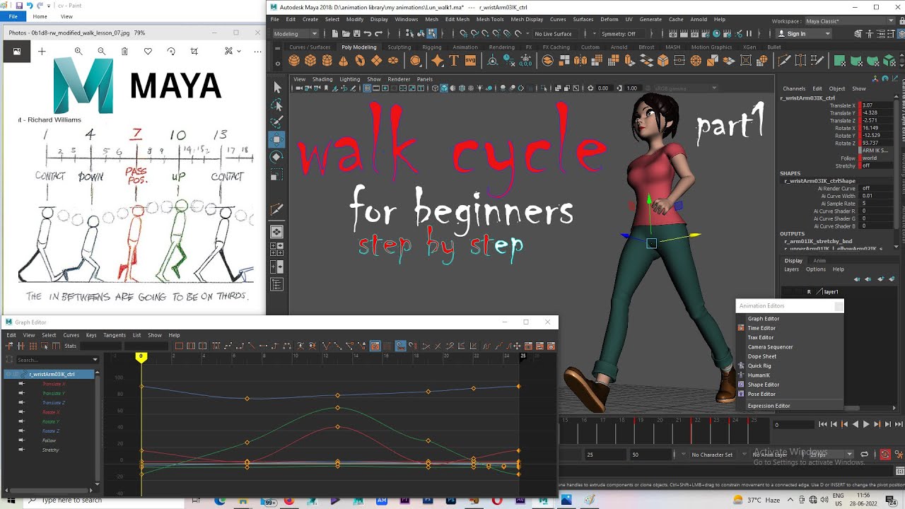 Maya Walk Cycle Tutorial Part1 | Character Animation Tutorial Complete ...