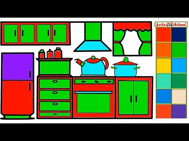Kitchen Drawing For Kids Kitchen Drawing || Kitchen Drawing Easy