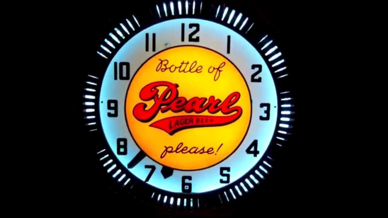 Restored Pearl Beer mirror neon motion spinner clock sign - YouTube