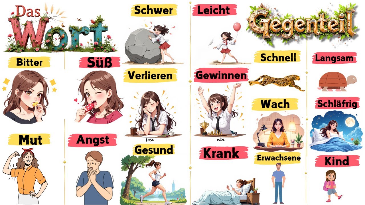Word vs Gegenteil 🆚 | Simple German Lessons for Beginners (A1 & A2) 🇩🇪 ...