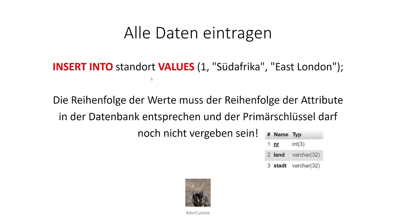 10 Datensätze mit INSERT INTO eintragen - YouTube