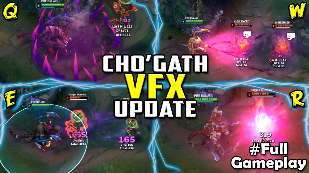 All Cho'Gath Skins Visual Effects Update (VFX) PBE Cho'Gath Rework 2018 ...