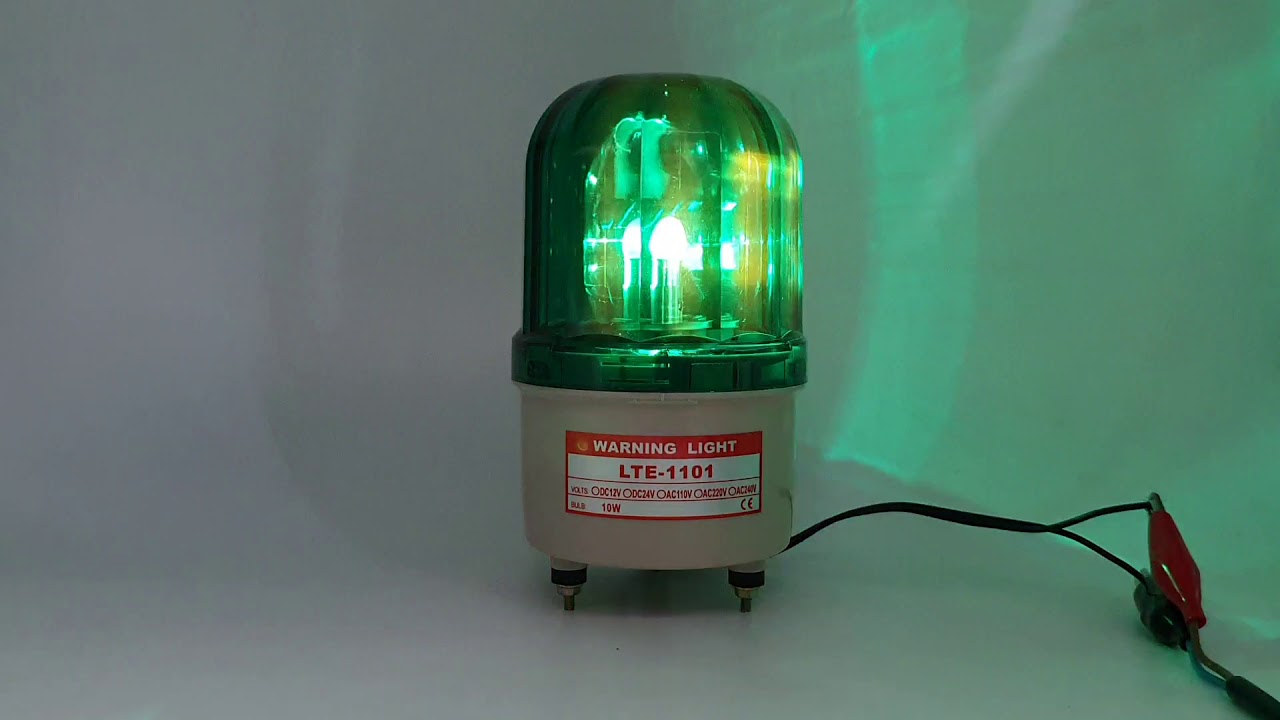 LTE-1101. ROTARY WARNING LIGHT. GREEN. BULB 10W - YouTube