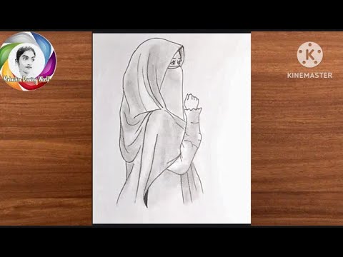 How to Draw a Muslim Girl in hijab || A Hijab Sketch"A Girl With Abaya ...