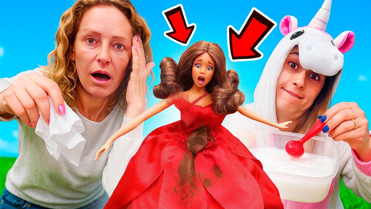 Barbie im Einhorn Café – Oh nein, das Kleid ist nass! 💦 Lustiges Video ...