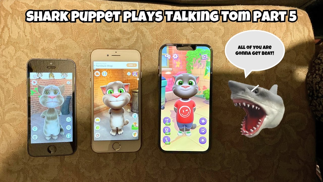 SB Movie: Shark Puppet plays Talking Tom! (Part 5) [5 year anniversary ...