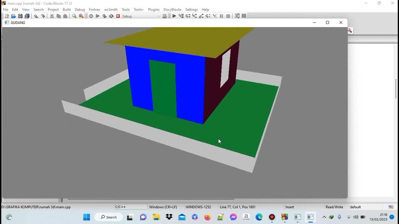 Membuat Rumah 3d sederhana menggunakan Opengl - YouTube