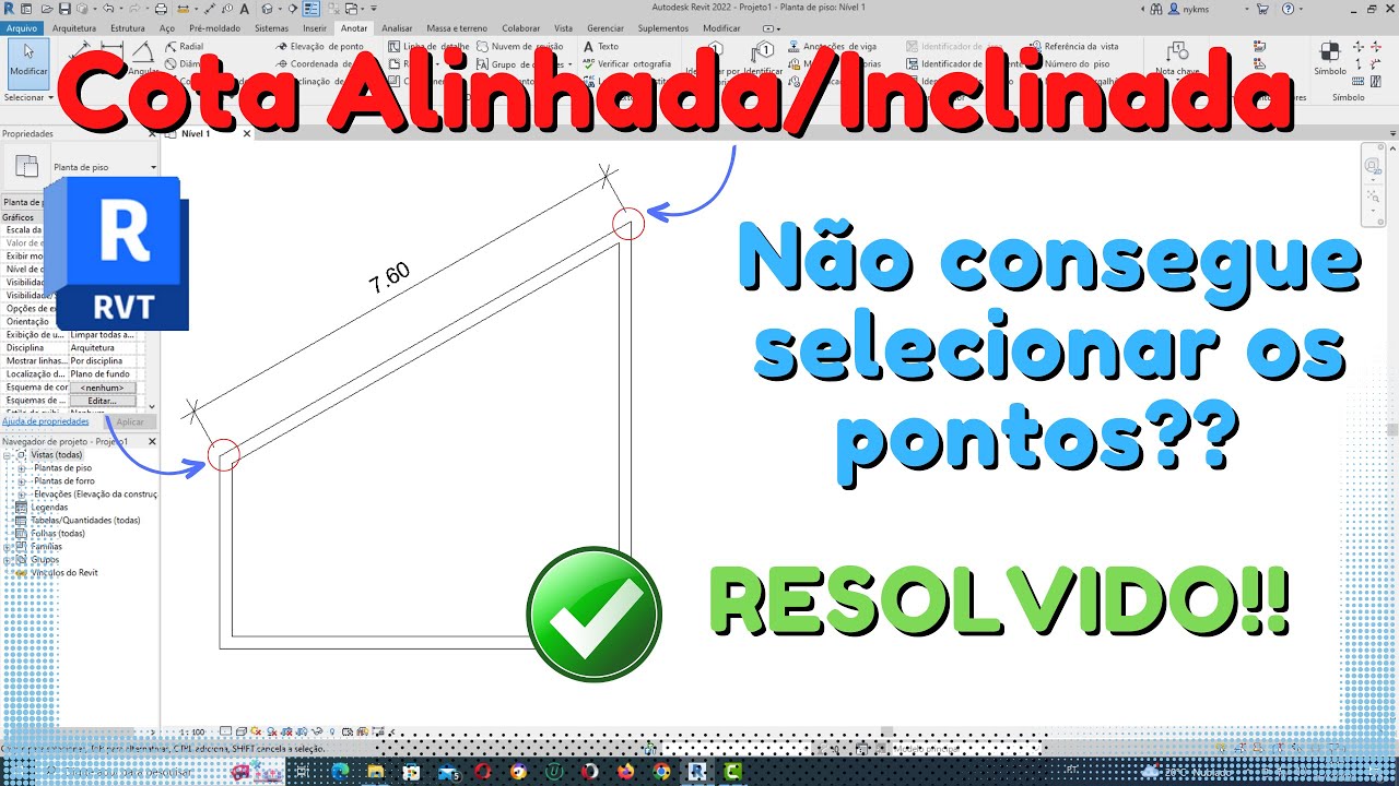 Cota Alinhada REVIT | Cota inclinada REVIT | Não consigo cotar parede ...
