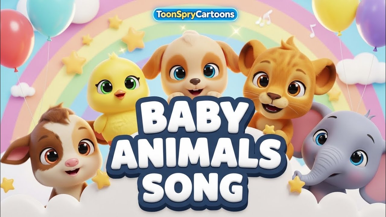 Baby Animals Song 🐶🐱 | Animal Sounds for Kids | Cute Cartoon Nursery ...