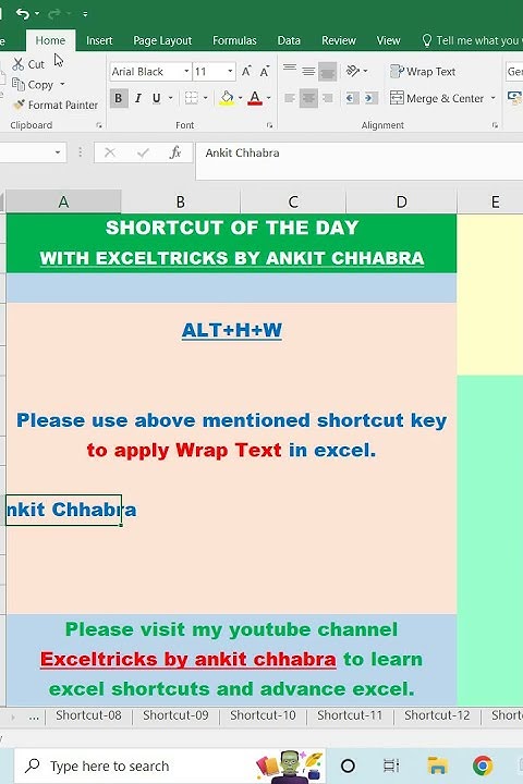 Shortcut key for Wrap Text in Excel - YouTube