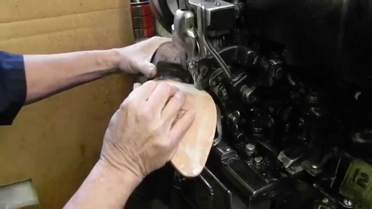 Stitching soles with a Landis Model 12 K - YouTube