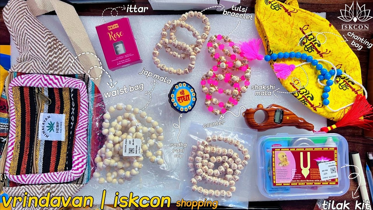 Vrindavan & Iskcon shopping| Radha Rani clip,Tilak kit,Tulsi Mala ...