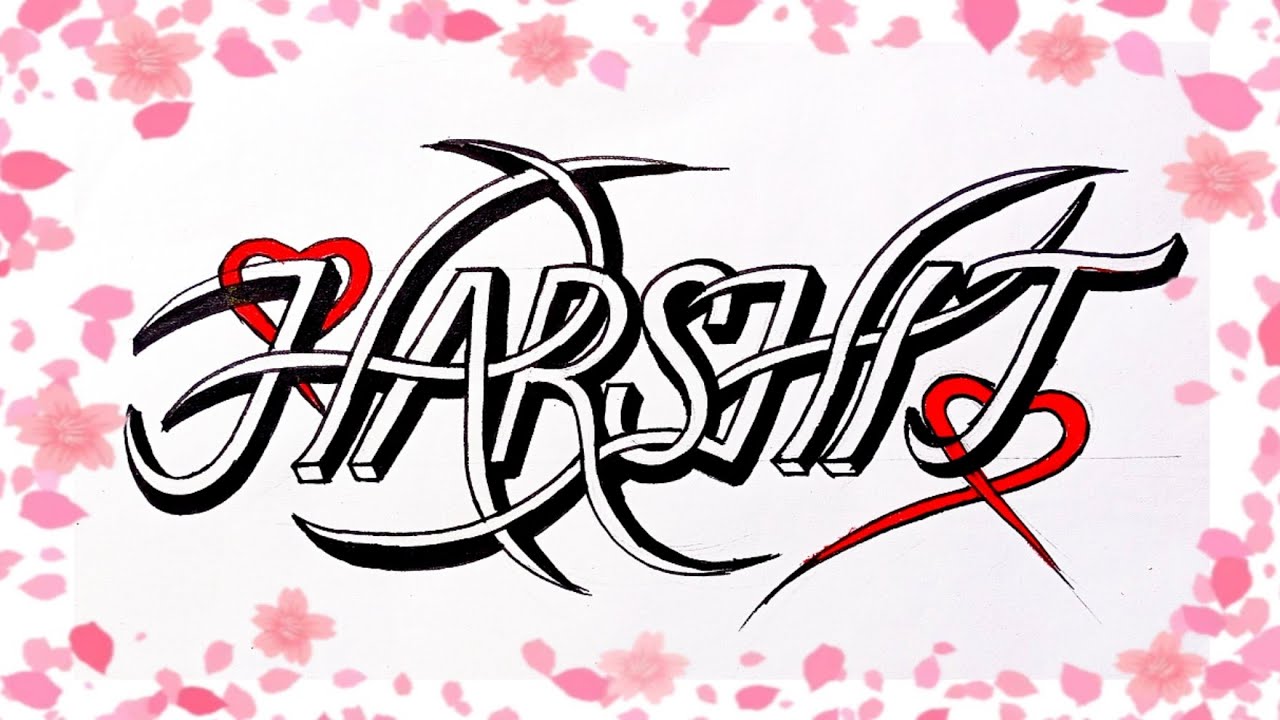 Harshit name tattoo drawing/3d letters name tattoo design - YouTube