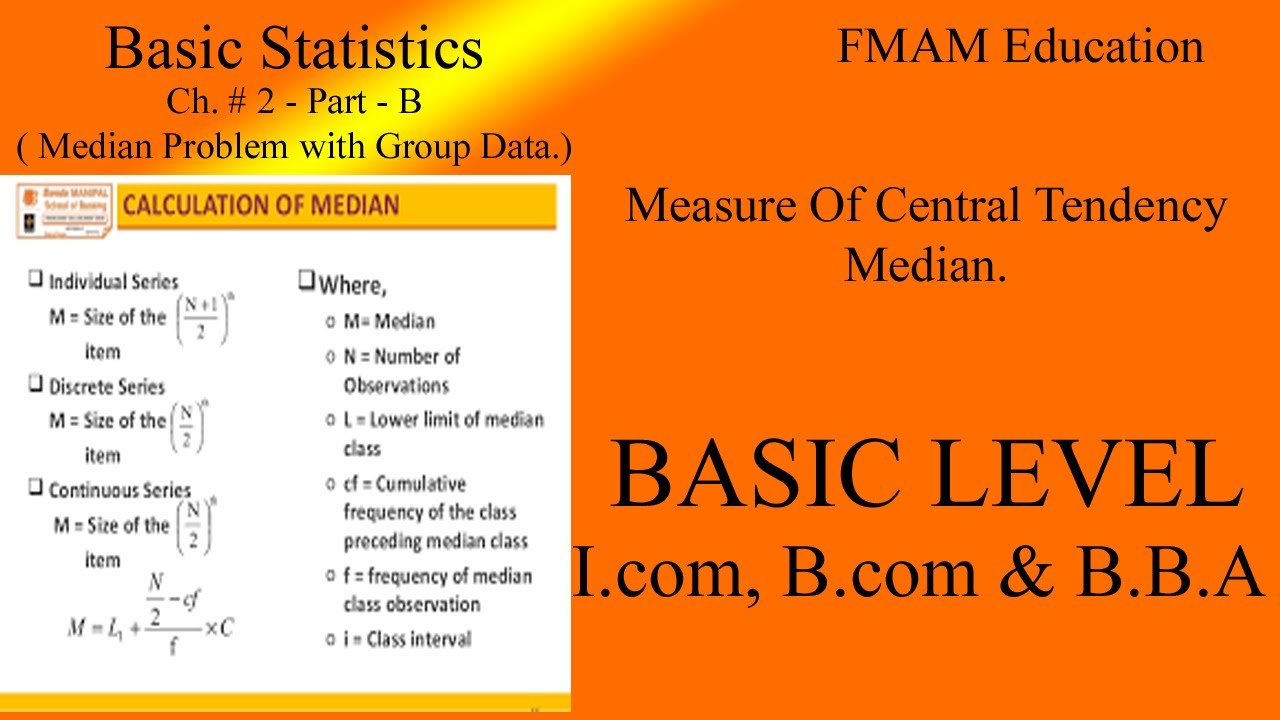 Ch # 2 Part - B ( Median Problem with Group Data ) - YouTube