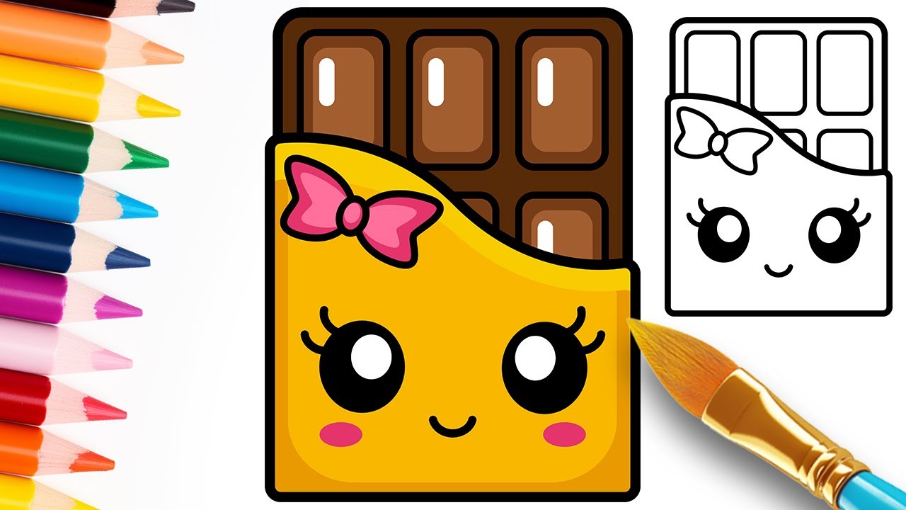 How to Draw a Cute Chocolate Bar Easy Step By Step - YouTube