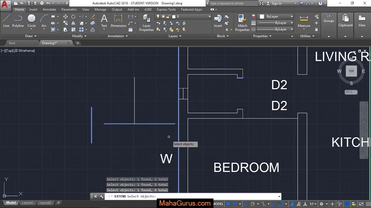 Extend Command In Autocad Extend Object Autocad Tutorial In Hindi