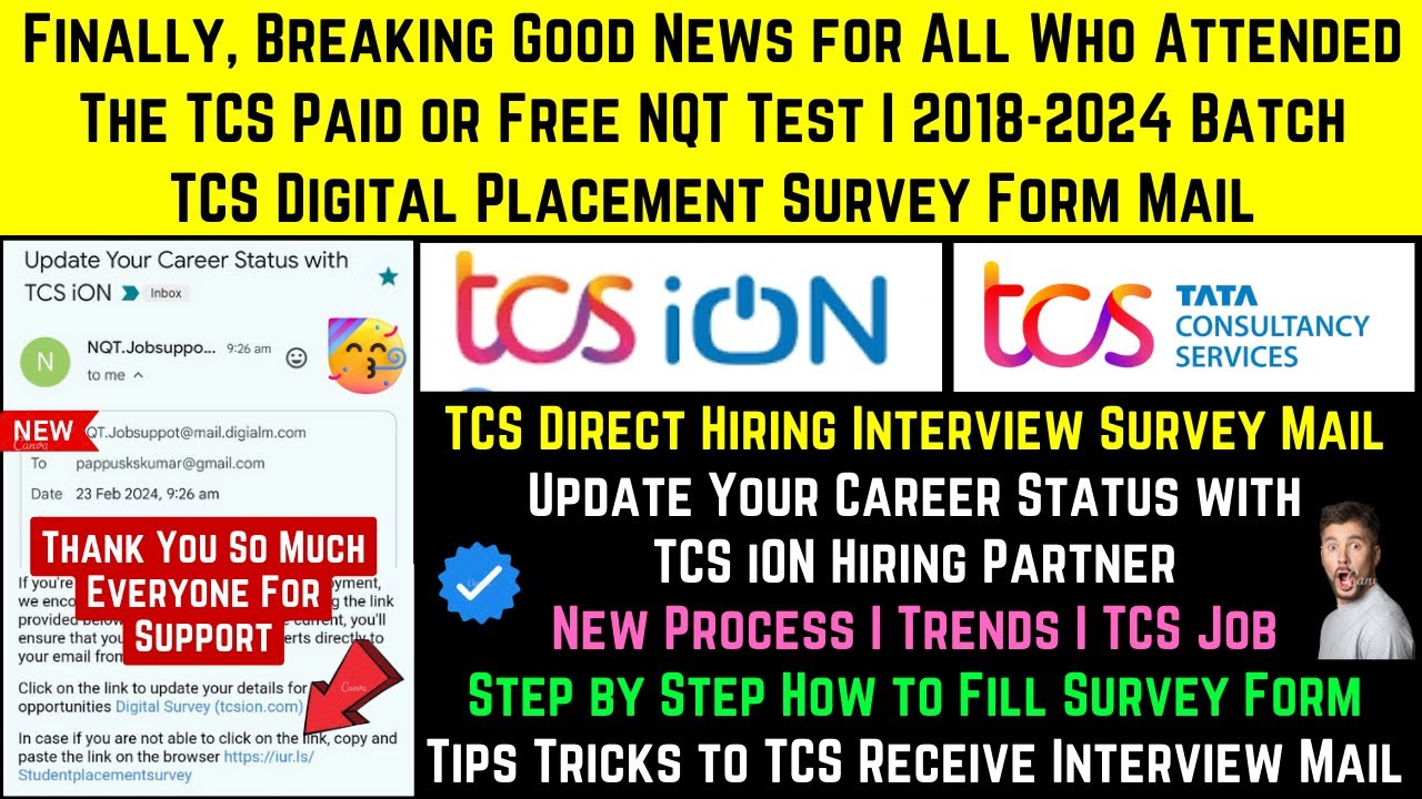 TCS Direct Hiring Interview Survey Mail Update | 2018-2024 Batch | TCS ...