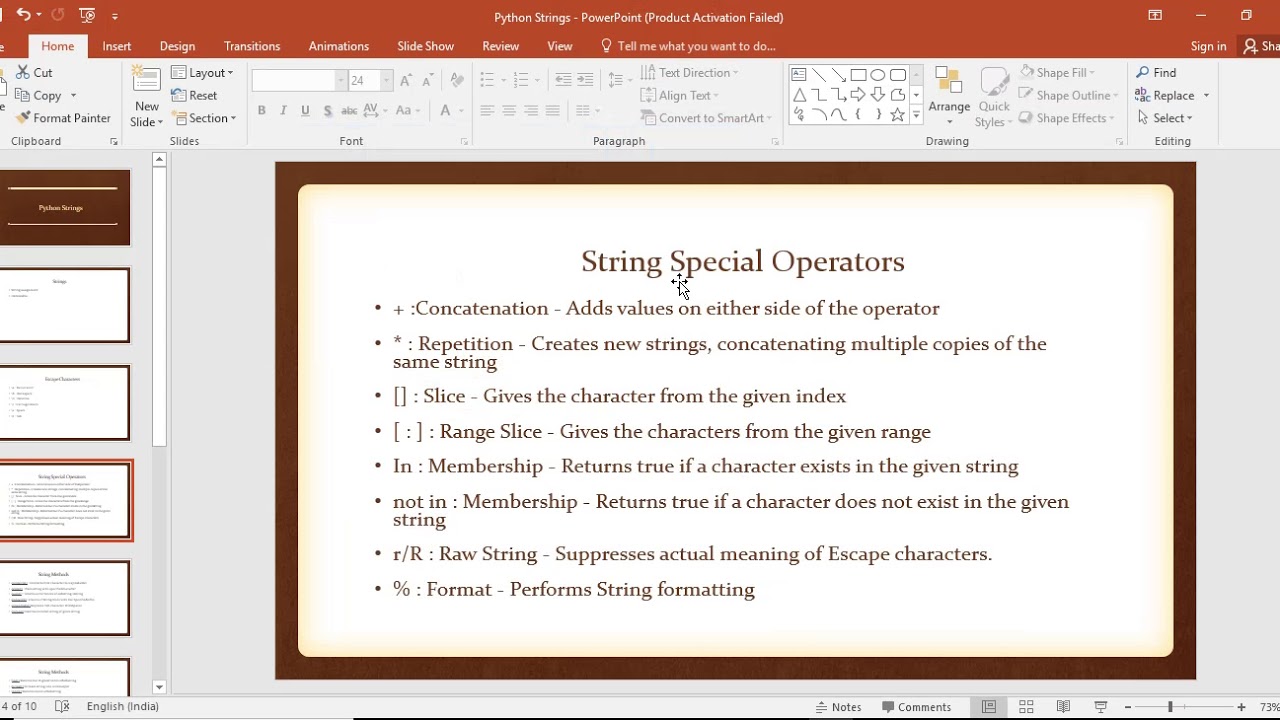 01 Python String Theory Regularpython Regular Python Telugu 0384