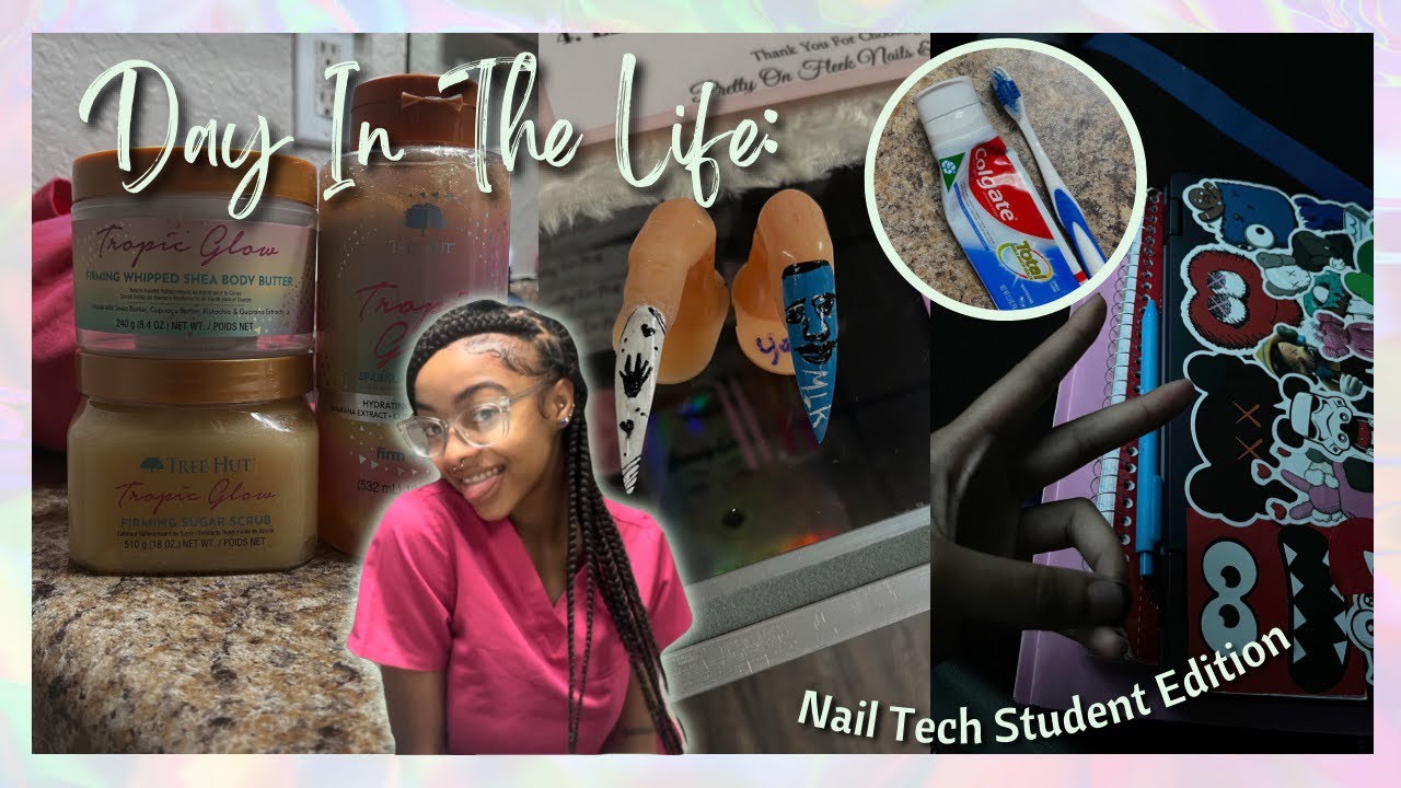 DAY IN THE LIFE of a NAIL TECH STUDENT | RANDOM VLOG | NAIL SCHOOL ...