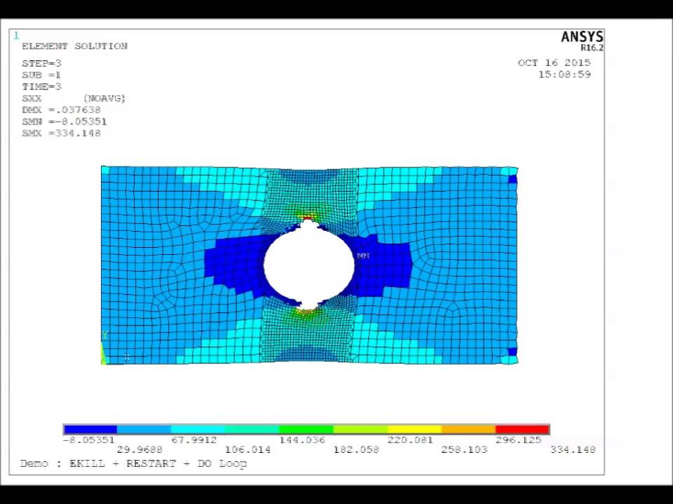Ansys material failure using EKILL RESTART Loop - YouTube