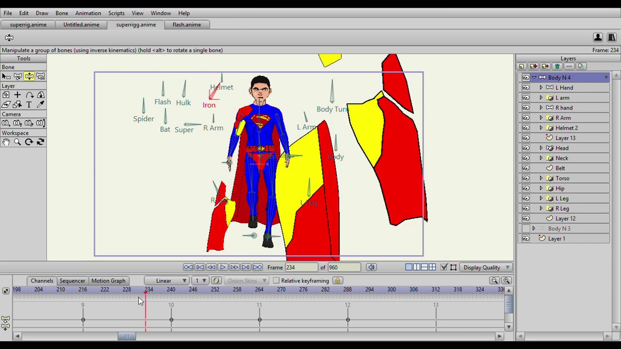 Best Anime Studio/Moho 2.5D Rig Demo full working body turn morphs into ...